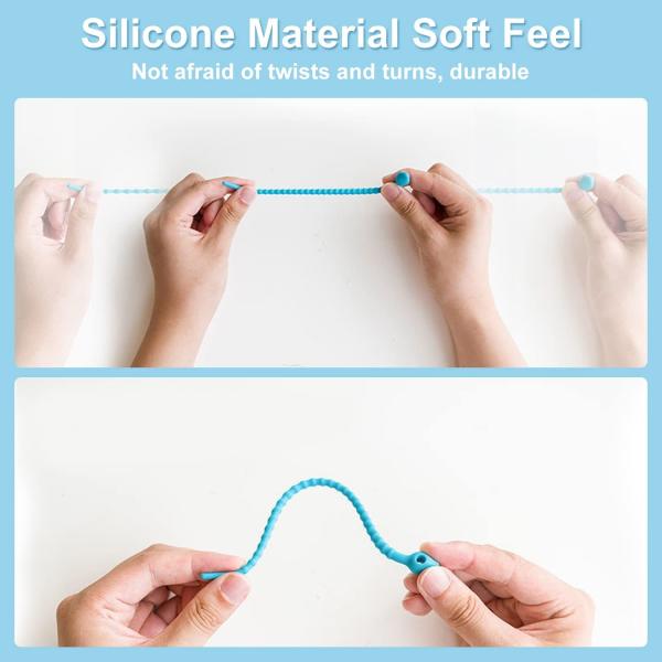 Quality Zip Reusable Silicone Cable Ties Adjustable 8.5 Inch Colorful for sale