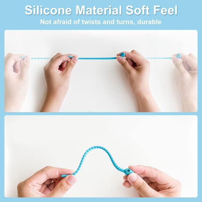 Silicone cable ties in use securing cables
