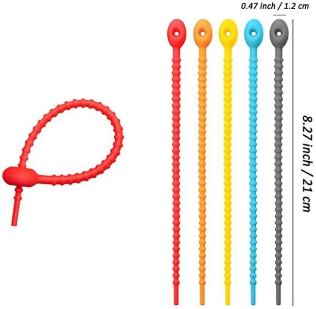 Package of silicone cable ties showing multiple units