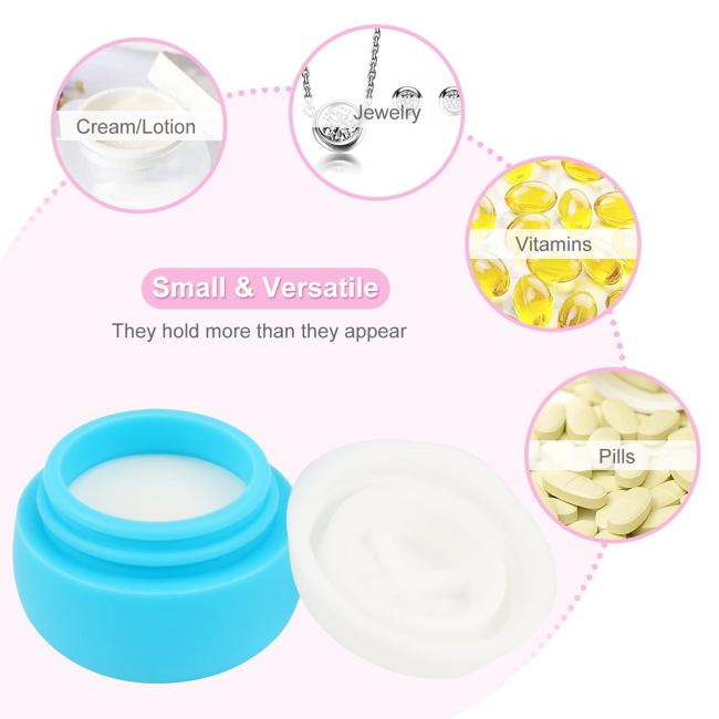 Multiple silicone travel jars displayed together