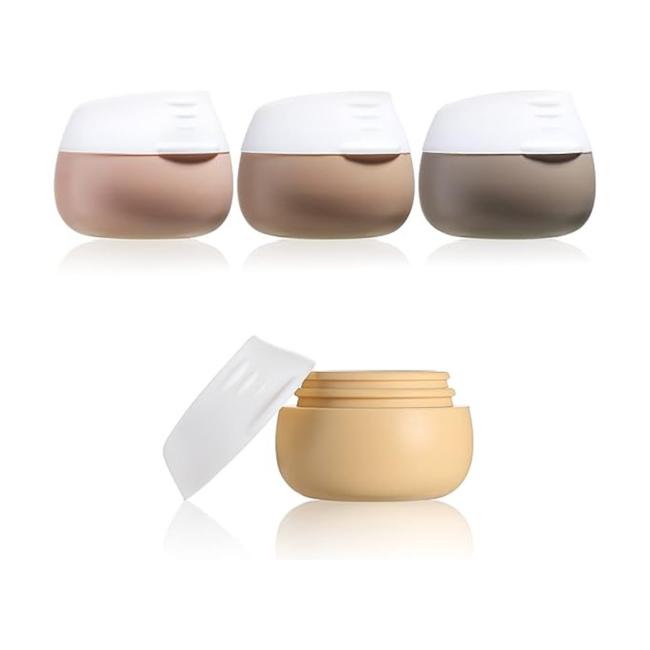 Silicone cosmetic container in use with cream product