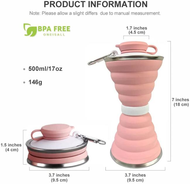 Folded silicone water bottle