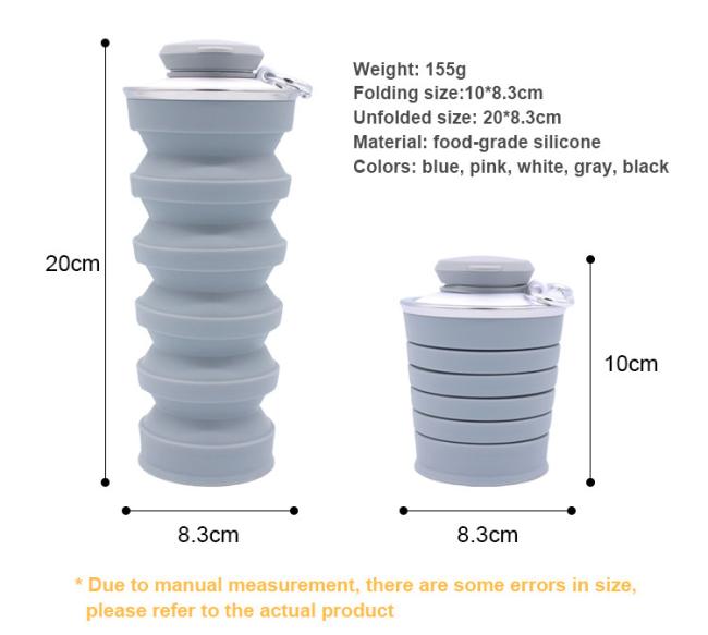 500ml Silicone Collapsible Bottle showing expanded state