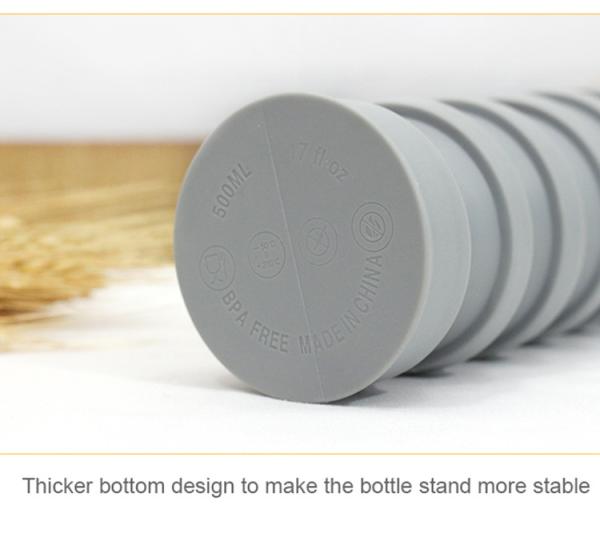 Quality 500ml Folding Silicone Bottle With Full Color / Silkscreen Printing Logo for sale