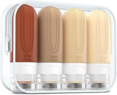 China Toiletries Silicone Cosmetic Travel Bottles 2oz/60ML OEM TSA Approved for sale