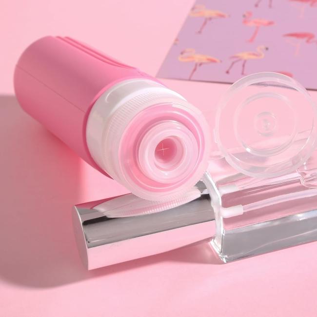 Complete travel bottles set in transparent zipper bag