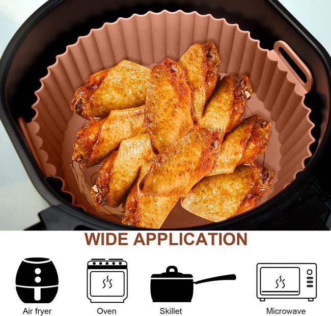 Silicone air fryer liner in use