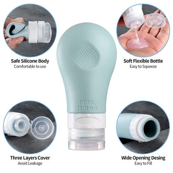 Quality Leak Proof Silicone Cosmetic Bottles Travel Kit 90ML 60ML TSA Approved for sale
