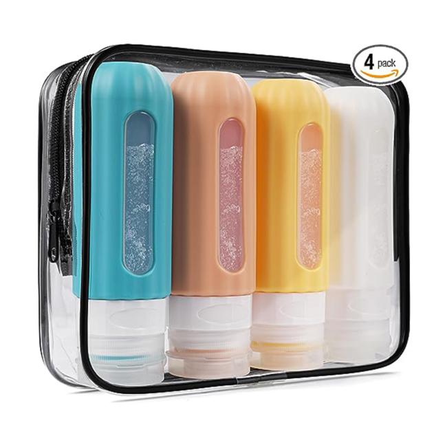 90ml silicone travel bottle showing clear window design