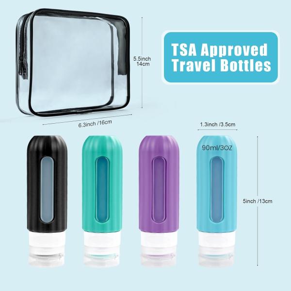 Quality PP Silicone Travel Bottle Set 3oz/90ml With Clear Window for sale