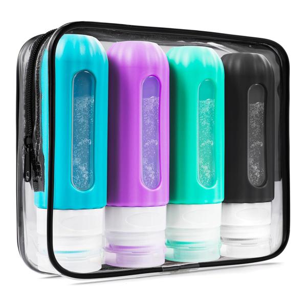 Quality PP Silicone Travel Bottle Set 3oz/90ml With Clear Window for sale
