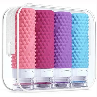 China Wide Mouth Refillable Silicone Travel Bottle Set Leak Proof 90ml for sale