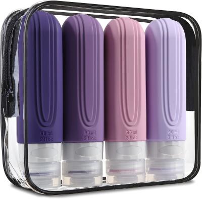 China Leak Proof Silicone Travel Toiletry Bottles Set Purple Color 90ml for sale
