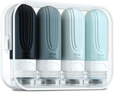 China Cosmetic Mini Silicone Travel Toiletry Bottles Kit Personalized 2oz/60ML for sale