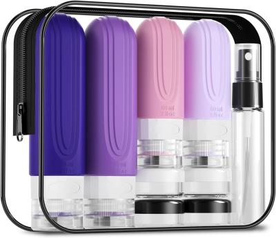 China 16 Items Purple Silicone Travel Toiletries Bottle Set TSA Approved for sale