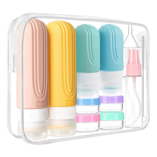 Quality 18 Items Silicone Squeeze Travel Bottles Set Leak Proof Customized for sale