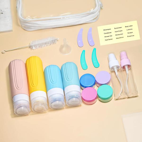 Quality 18 Items Silicone Squeeze Travel Bottles Set Leak Proof Customized for sale