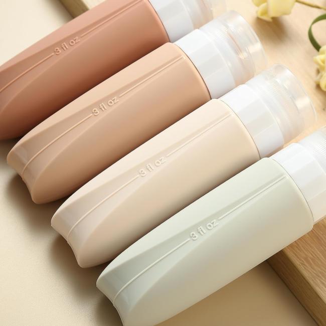 Travel bottle set with wide mouth opening for easy filling