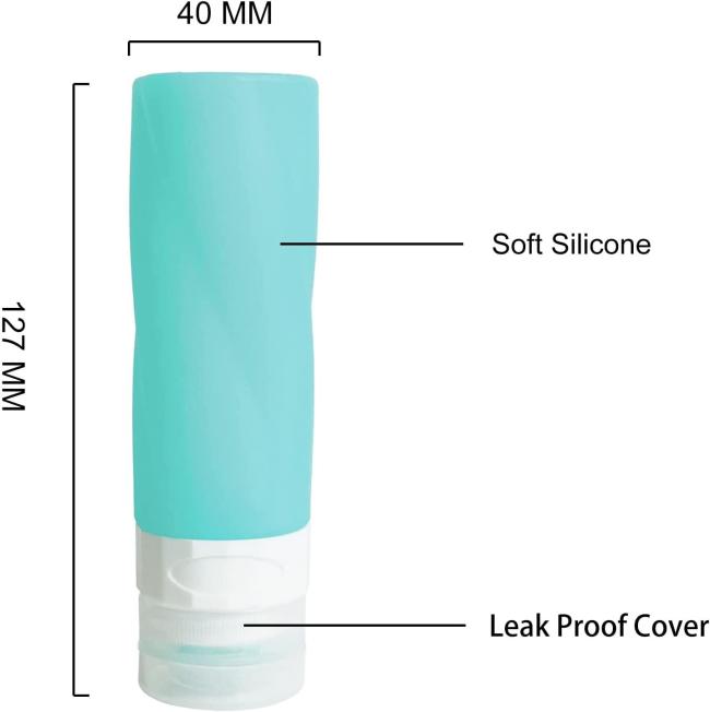 Silicone travel bottle showing flexibility