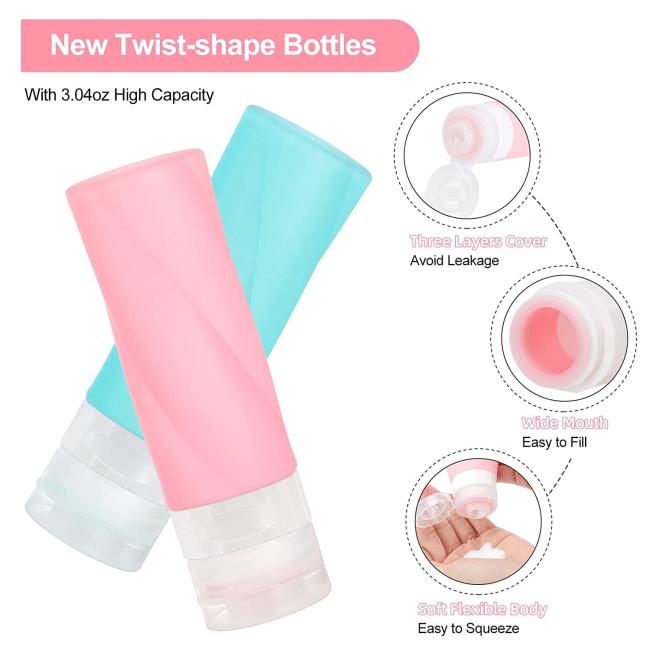Multiple silicone travel bottles