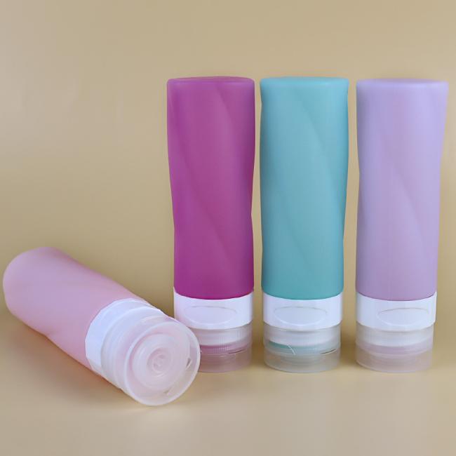 Pink braid shape silicone travel bottle