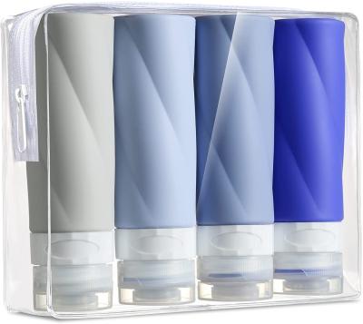 China Cosmetic Refill Squeeze Silicone Travel toiletry Bottles Blue Braid Shape 3Oz for sale