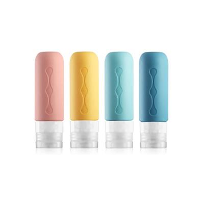China Toiletries Cylinder Refillable Silicone Travel Bottles Set Squeezable 3Oz for sale