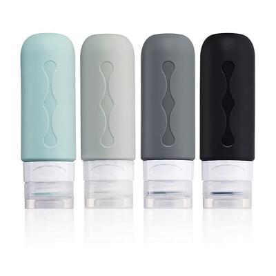 China Cylinder Squeeze Silicone Travel Cosmetic Bottle Set Refillable 90ml for sale
