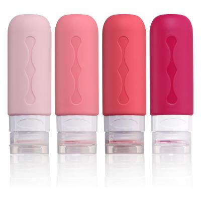 China Conjunto de Frascos de Viagem de Silicone Recarregáveis Vermelhos 90ml Para Artigos de Higiene Pessoal à venda