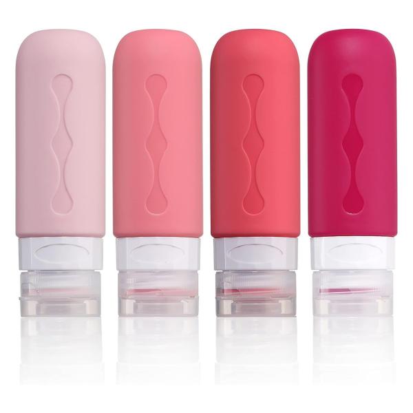 Quality Red Color Refillable Silicone Travel Bottle Set 3Oz For Toiletries for sale
