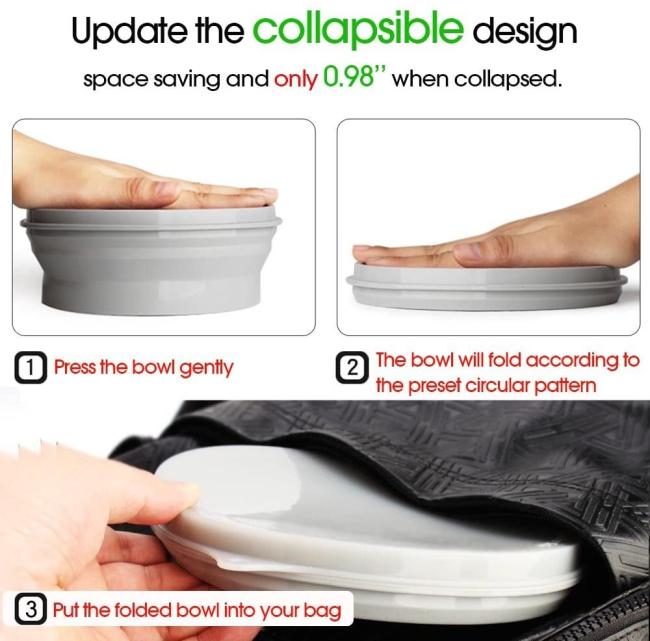 Silicone collapsible bowl with lid
