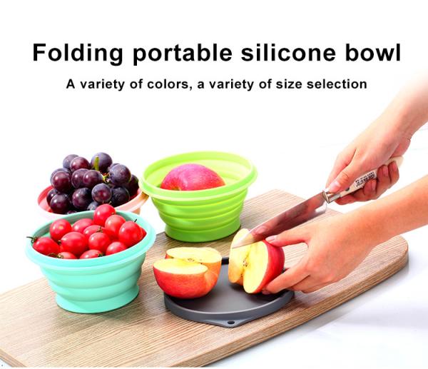 Quality Outdoor Travel Food Grade Silicone Collapsible Bowls Folding With Lid for sale