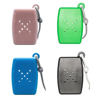China Customized Soft Silicone Shower Brush Exfoliating Body Scrubber With Soap Dispenser for sale