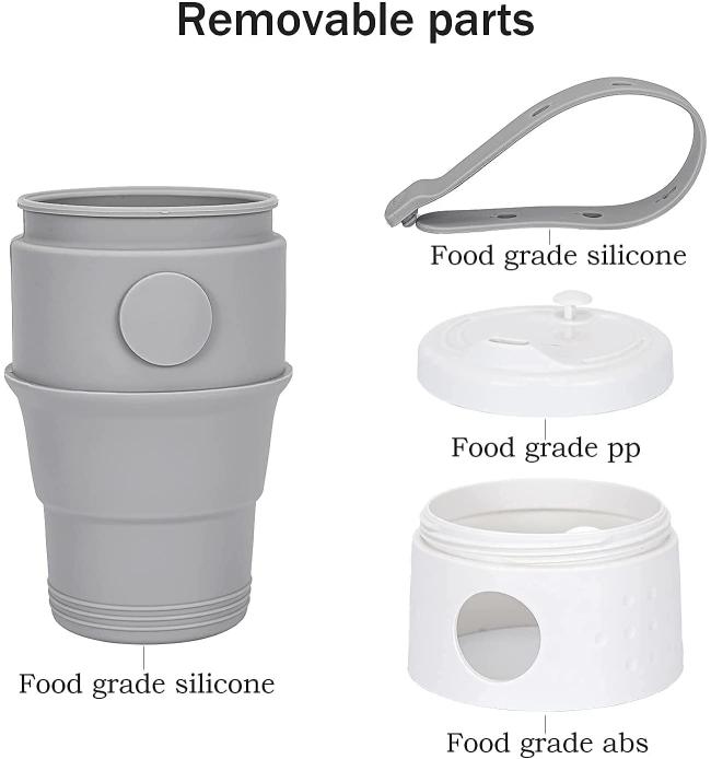 Collapsed silicone cup showing compact size