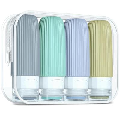 China Mint Green Silicone Travel Toiletries Bottles Set Reusable Leak Proof 60ML for sale