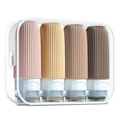 China Apricot Silicone Travel Toiletry Bottles Refillable Leak Proof 2oz for sale