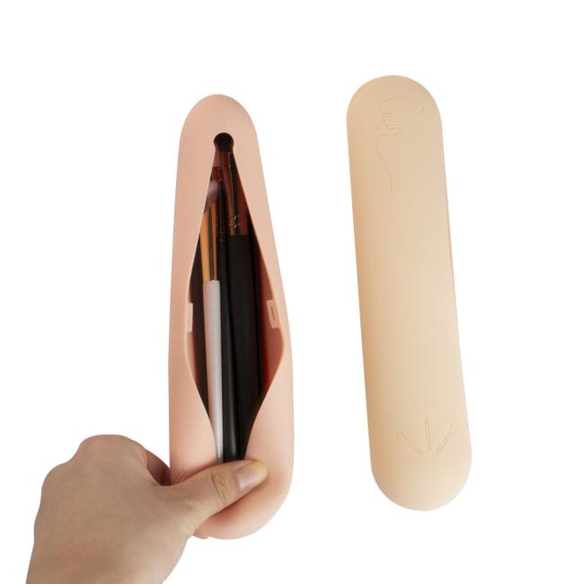 Custom silicone cosmetic bag showing side view