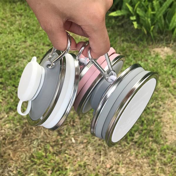 Quality OEM Folding Silicone Collapsible Water Bottles Customized 500ml for sale