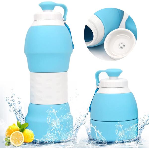 Quality Folding Silicone Collapsible Bottles Reusable Leak Proof 580ml for sale