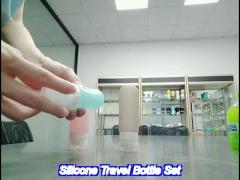 Titanium Blue Color Silicone Travel Toiletry Bottle Set Leak Proof 90Ml