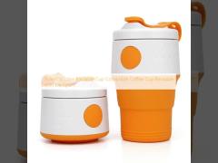 395ml シリコン折りたたみカップ 蓋付き 再利用可能 コーヒーカップ