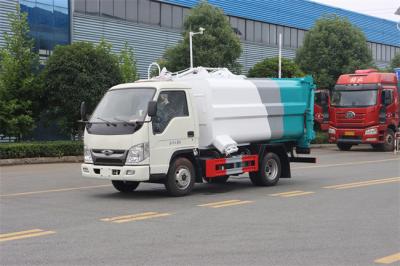 China Mini Cheaper  4x2  5CBM Compactor Garbage Truck Belt Side Hanging Barrel for sale