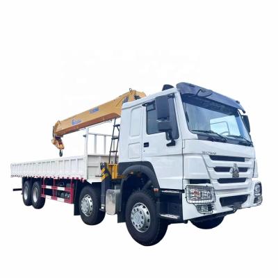 China HOWO   8*4  Cargo Truck Mounted 16 Tons Crane    Crane Mounted Truck    Lifting Truck for sale