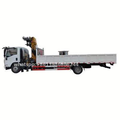 China ISuzu Mobile Truck Mounted Crane 5 Tons Folding Arm 6 Speed Transmission for sale