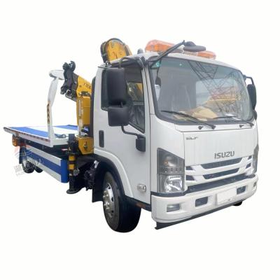 China Isuzu ELF  Multifunctional  Wrecker with Crane   Rescue Recovery Tow Trucks  with Crane  Towing Crane Truck for sale