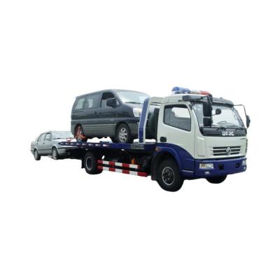 China Dongfeng 180hp cummins Engine Flatbed Wrecker Truck,lifting  4.3ton Wrecker Truck,tow One Car Behind It and Load Other One on It for sale