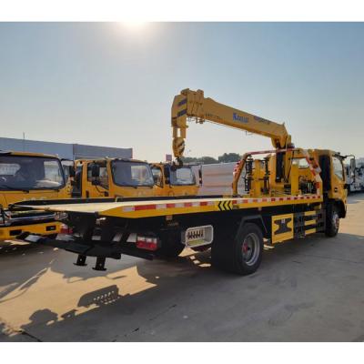 China Lowest Price HOWO 4X2 Floor-standing Flatbed Body With 5 Tons Crane Tow Wrecker Truck for Car Accident for sale