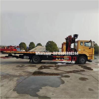 China Sinotruk 4*2 Tow Truck Platform   With  Fold Boom Crane  Folding Arm Crane Truck Mounted for sale