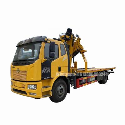China 4 * 2 FAW 10 Tons Trailer Belt Hoist  Folding Crane  Tractor With Crane  Boom Truck  	crane Mounted Truck for sale