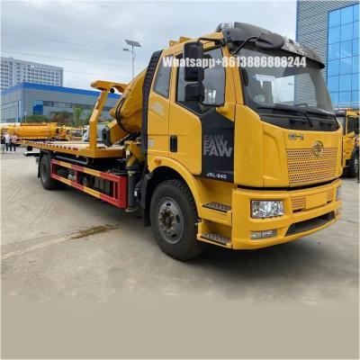 China 4 * 2 FAW 10 Tons Trailer Belt Hoist  Folding Crane  Tractor With Crane  Boom Truck  	crane Mounted Truck for sale